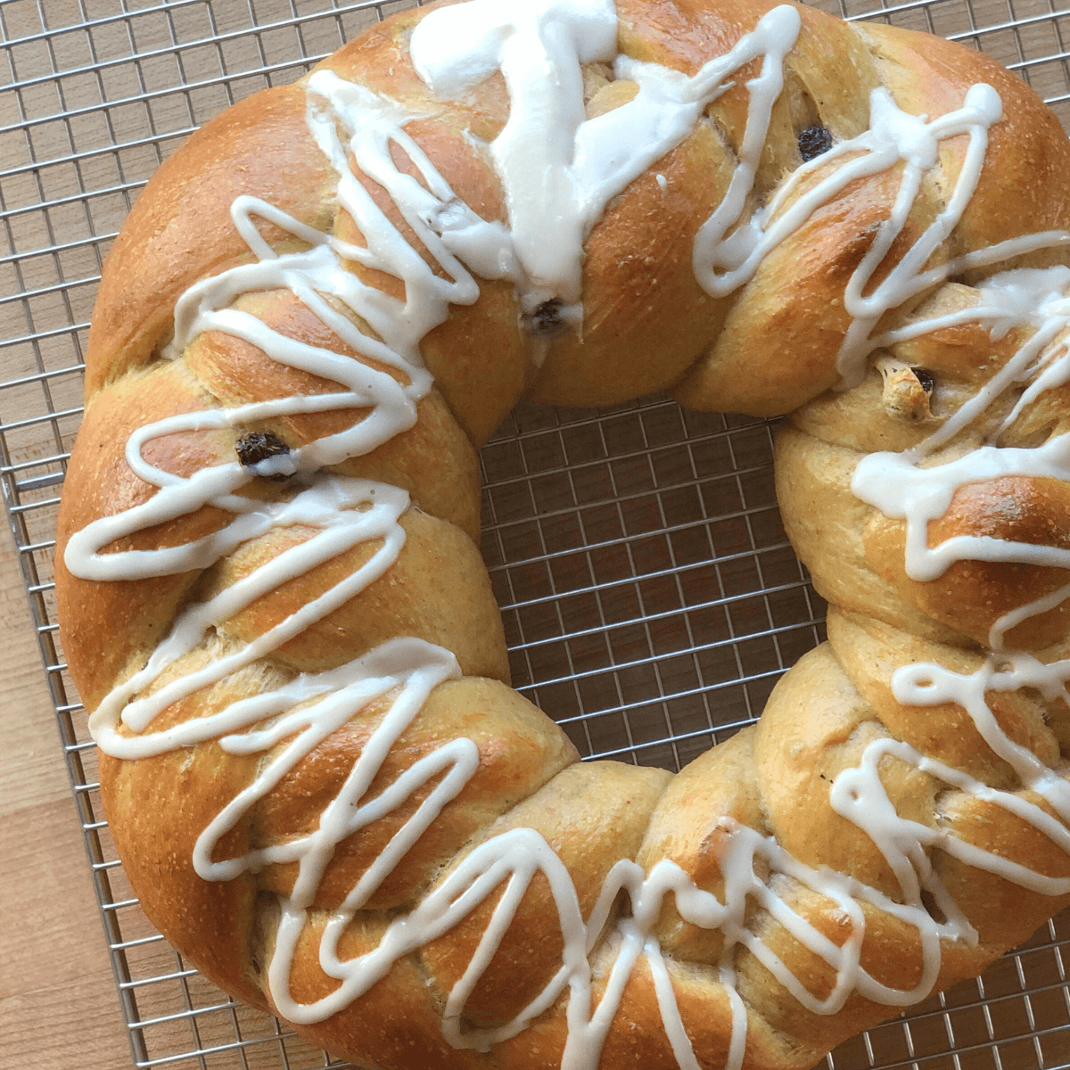 Sourdough Hot Cross Wreath Bread for Easter - Living Bread Baker