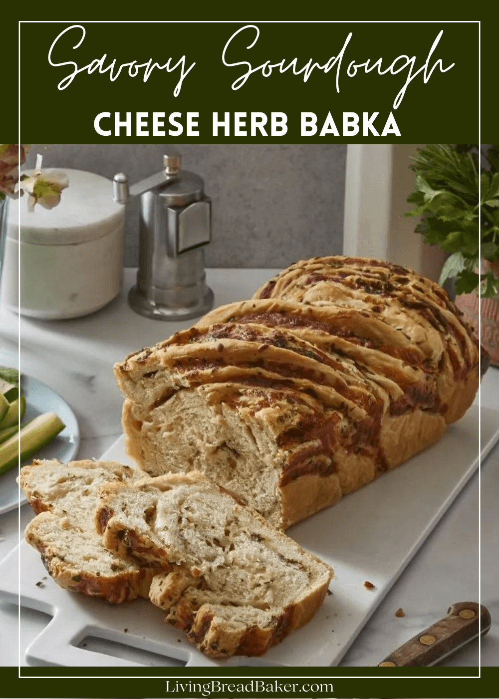 Savory Sourdough Cheese Herb Babka Bread Recipe - Living Bread Baker