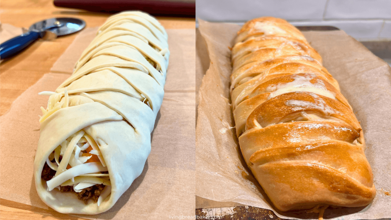 Sourdough Meat Filled Braided Bread (easy dinner recipe) - Living Bread ...