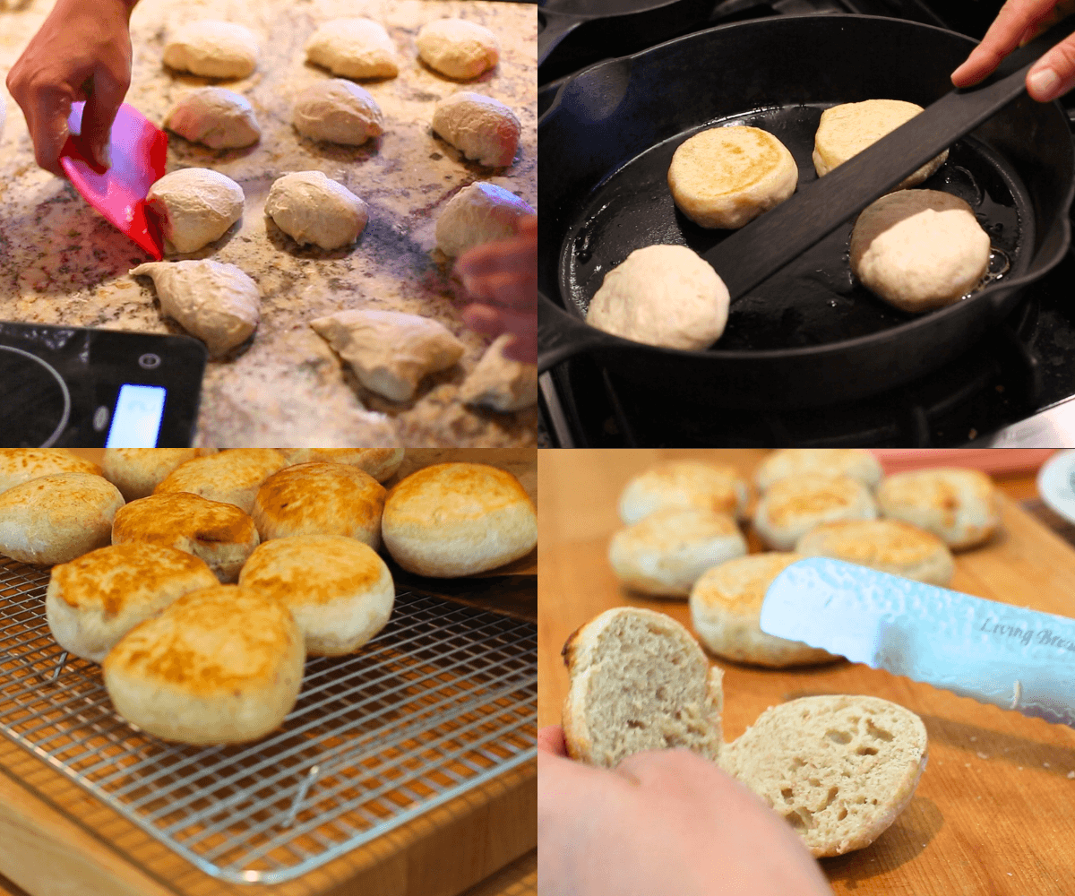 Simple No Knead Sourdough English Muffins - Living Bread Baker